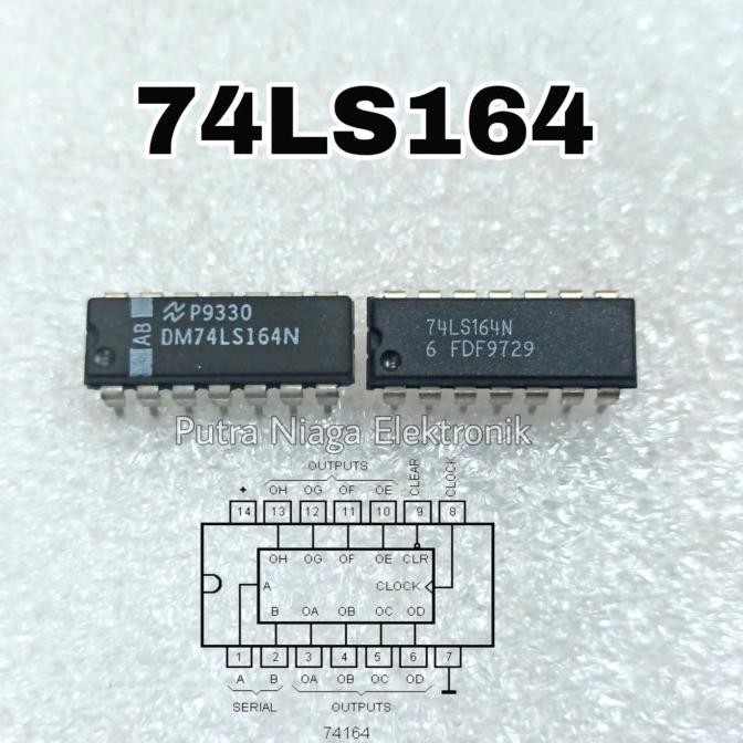 Jual Terbaru ic TTL 74164 74LS164 Shif Reg DM74LS164AN 74LS164N Dip 14p ...