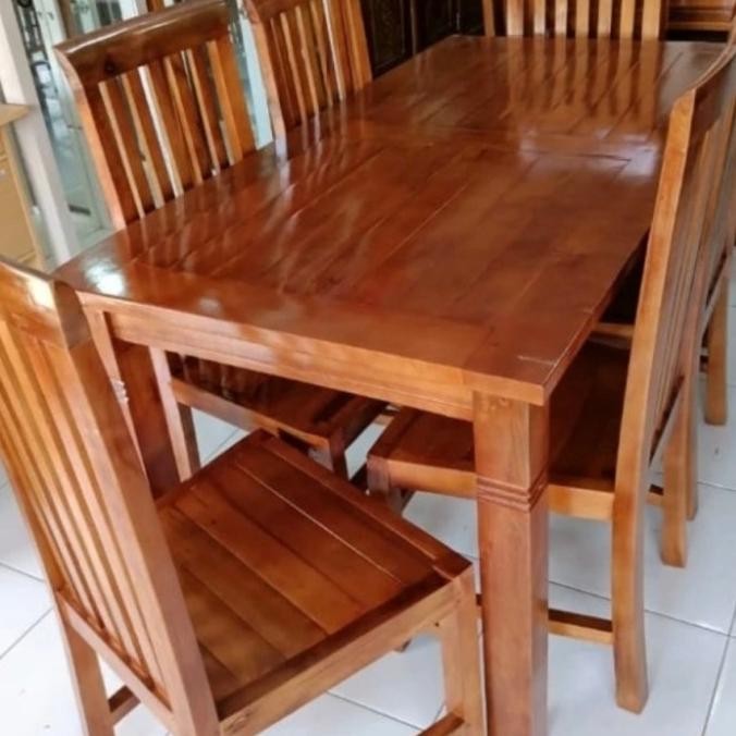 Jual Meja Makan Kayu Jati Minimalis 4 Kursi Full Kayu (Promo Harga) Bungakoto48 | Shopee Indonesia