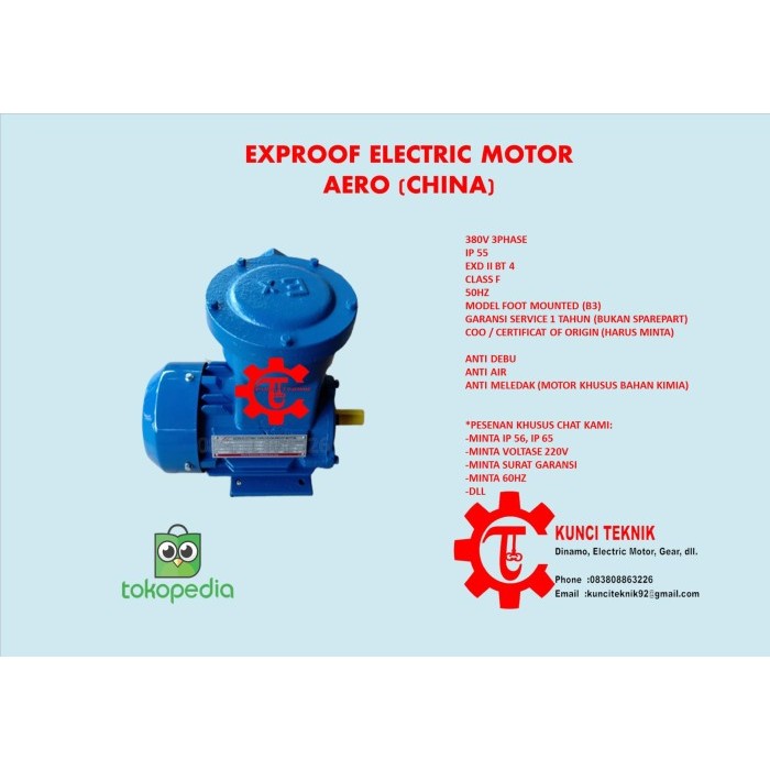 Jual 2HP 1.5KW 3Phase 4Pole Induction Motor Ex-proof Explosion Proof B3 | Shopee Indonesia