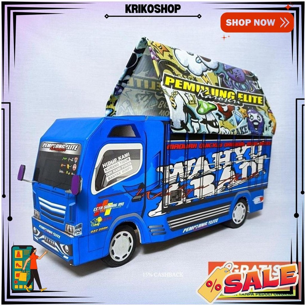 Jual Miniatur Truk Oleng Kayu Ben 10 Ukuran 30 Cm Full Variasi Terpal ...