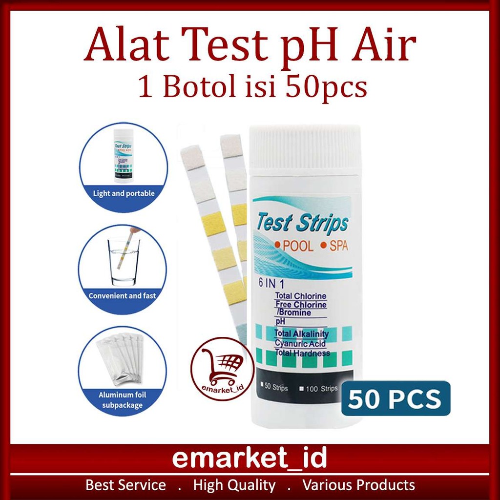 Jual EM Alat Test pH Air 6in1 50pcs AH82 / Water Strips / Kolam Kertas ...