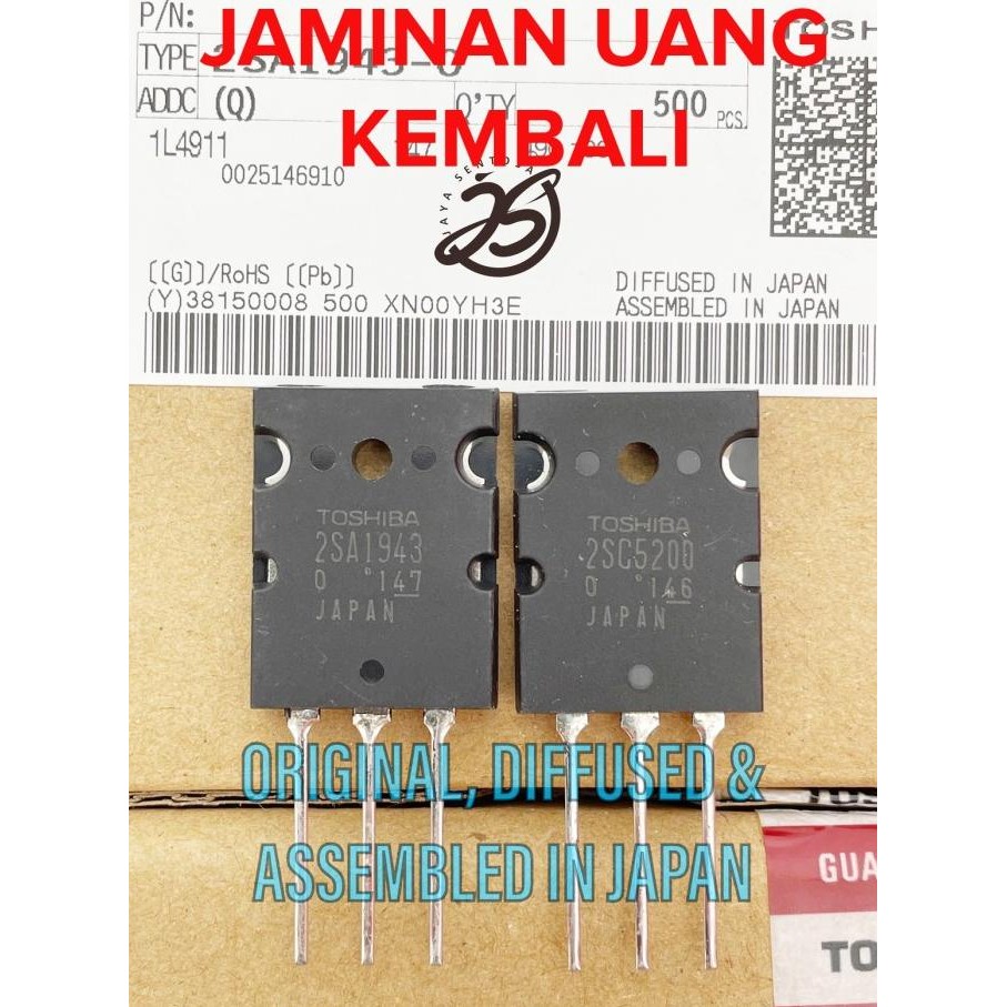 Jual 10 SET TRANSISTOR TOSHIBA A1943-C5200 ASLI ORIGINAL, 2SA1943-2SC5200, A 1943 - C 5200 JAPAN ...
