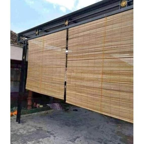 Jual Tirai Bambu sawit krey sawit gulung outdoor ukuran 2x2m plus tali+ring KRW | Shopee Indonesia