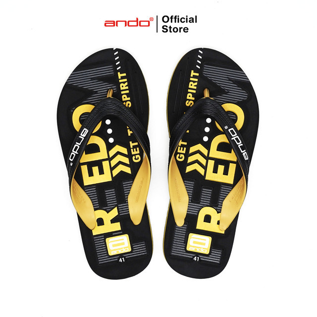 Jual Ando Official Sandal Jepit Vander Pria Dewasa - Hitam/Kuning | Shopee Indonesia