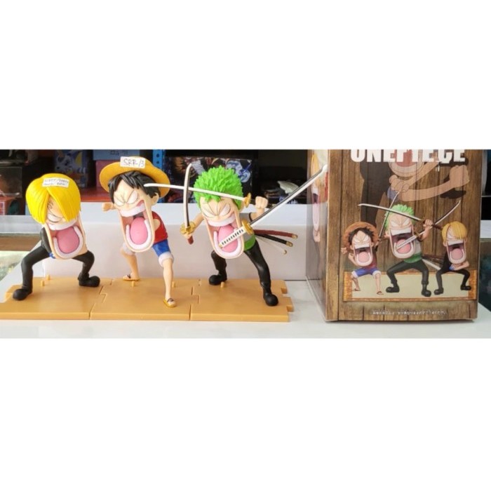 Jual Hemat Action Figure One Piece Luffy Zoro Sanji Mulut Lebar Set ...