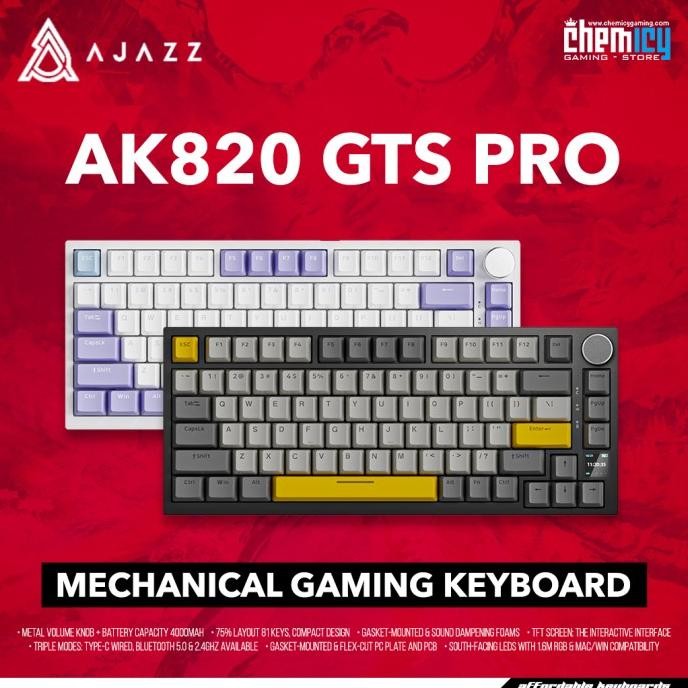 Jual Ajazz Ak820 GTS Pro 75% Triple Connection Mechanical Gaming Keyboard | Shopee Indonesia