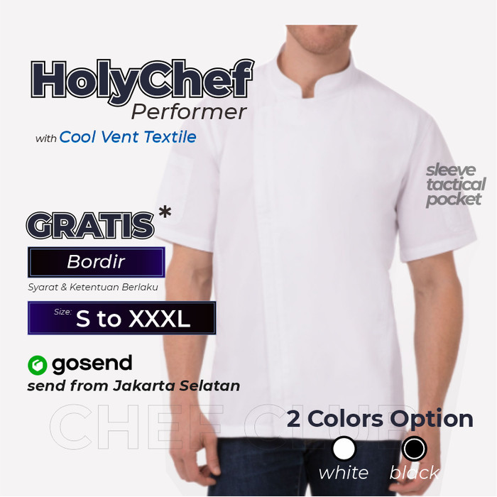 Jual Jual Chef Coat Holychef Performer Katun Dan Dryfit Sejuk Baju Chef ...