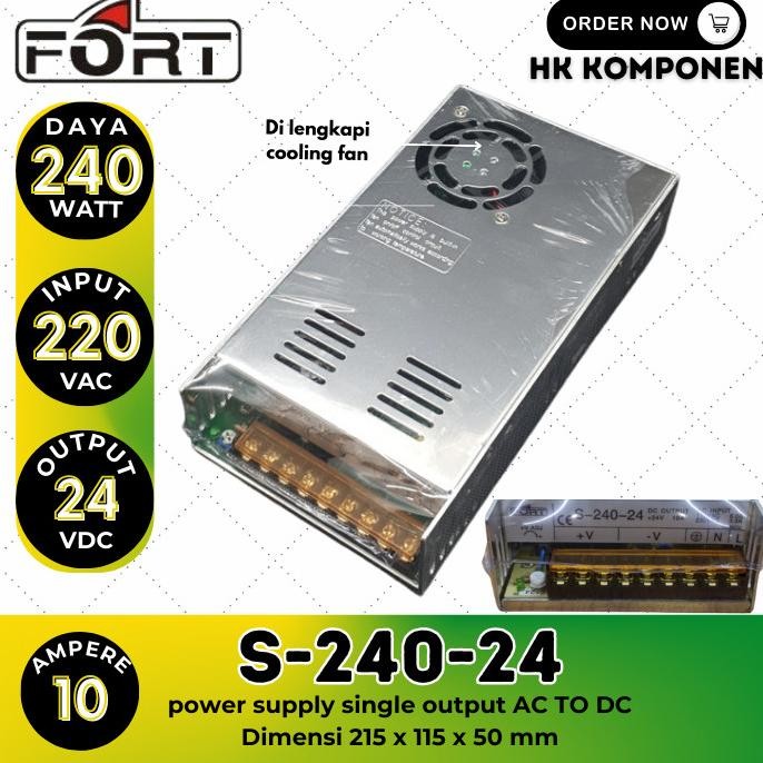 Jual SWITCHING POWER SUPPLY 24VDC 10A S-240-24 FORT ADAPTOR ASLI ...