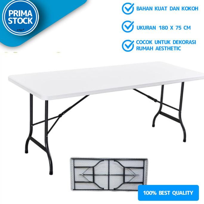 Jual MEJA MAKAN LIPAT FOLDING TABLE 180 X75 CM PORTABLE PRASMANAN LC | Shopee Indonesia