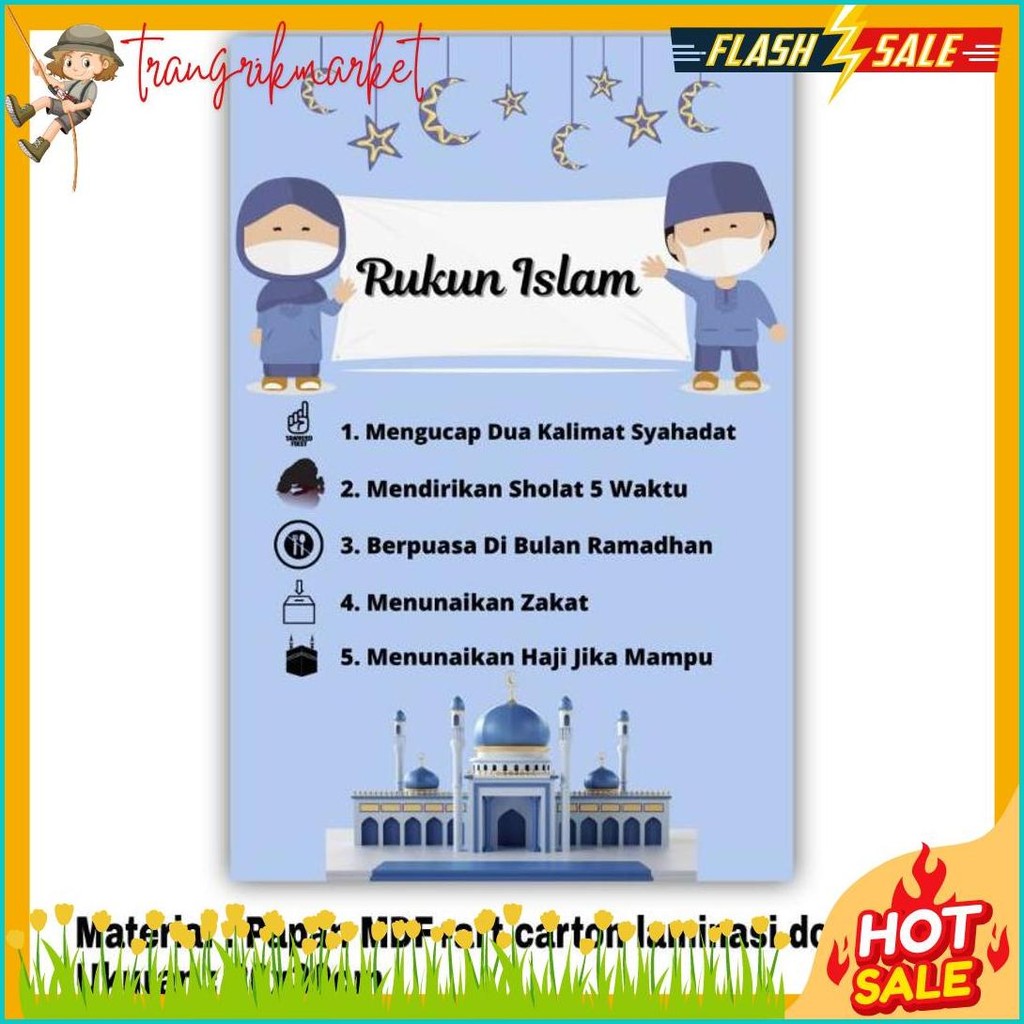 Jual Pajangan Hiasan Dinding Dekorasi Dinding Wall Decor Rukun Islam & Rukun Iman Ukuran 20X30Cm ...