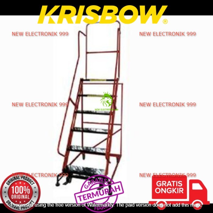 Jual KRISBOW LADDER ROLLING 1.55M 6 STEP STEEL RED KW0102589 | Shopee ...