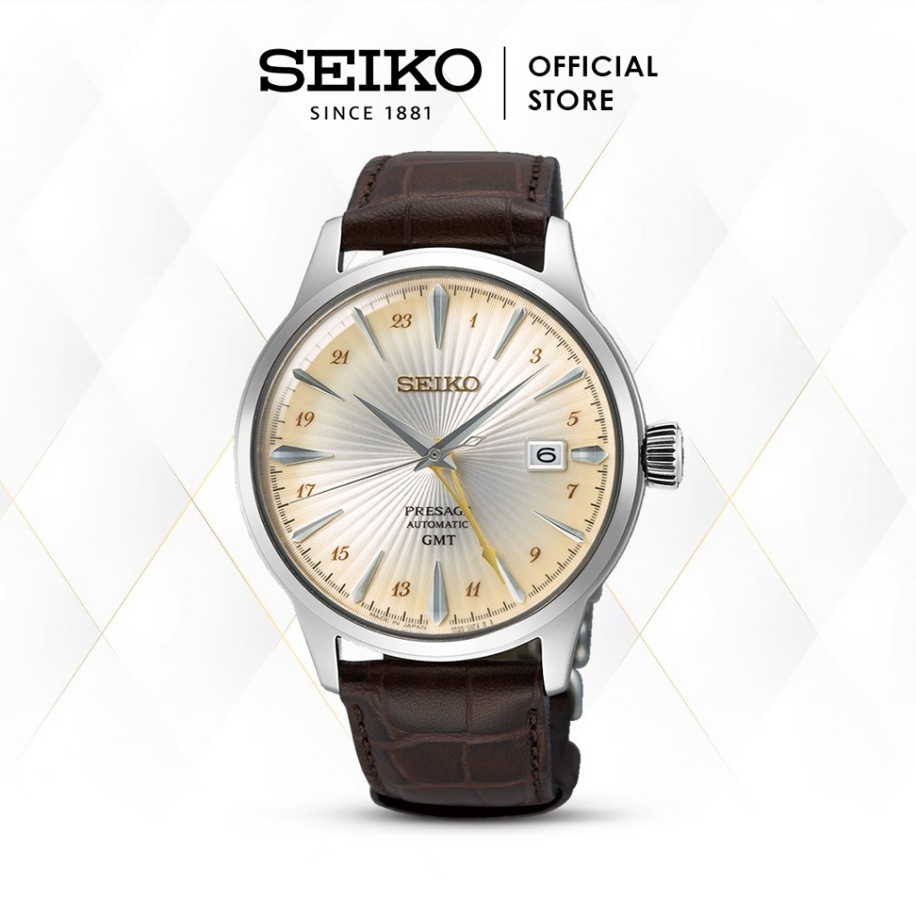 Jual Seiko Presage SSK041J1 SSK041 Cocktail GMT Acacia Ivory Dial Brown ...