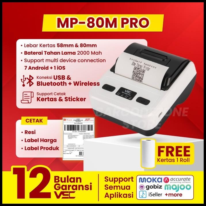 Jual Printer Bluetooth Portable Thermal Kasir/Ppob 80Mm Vsc Mp-80M Pro Bate | Shopee Indonesia