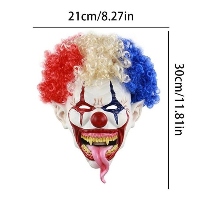 Jual Topeng badut seram lidah kribo clown mask Halloween cosplay latex ...