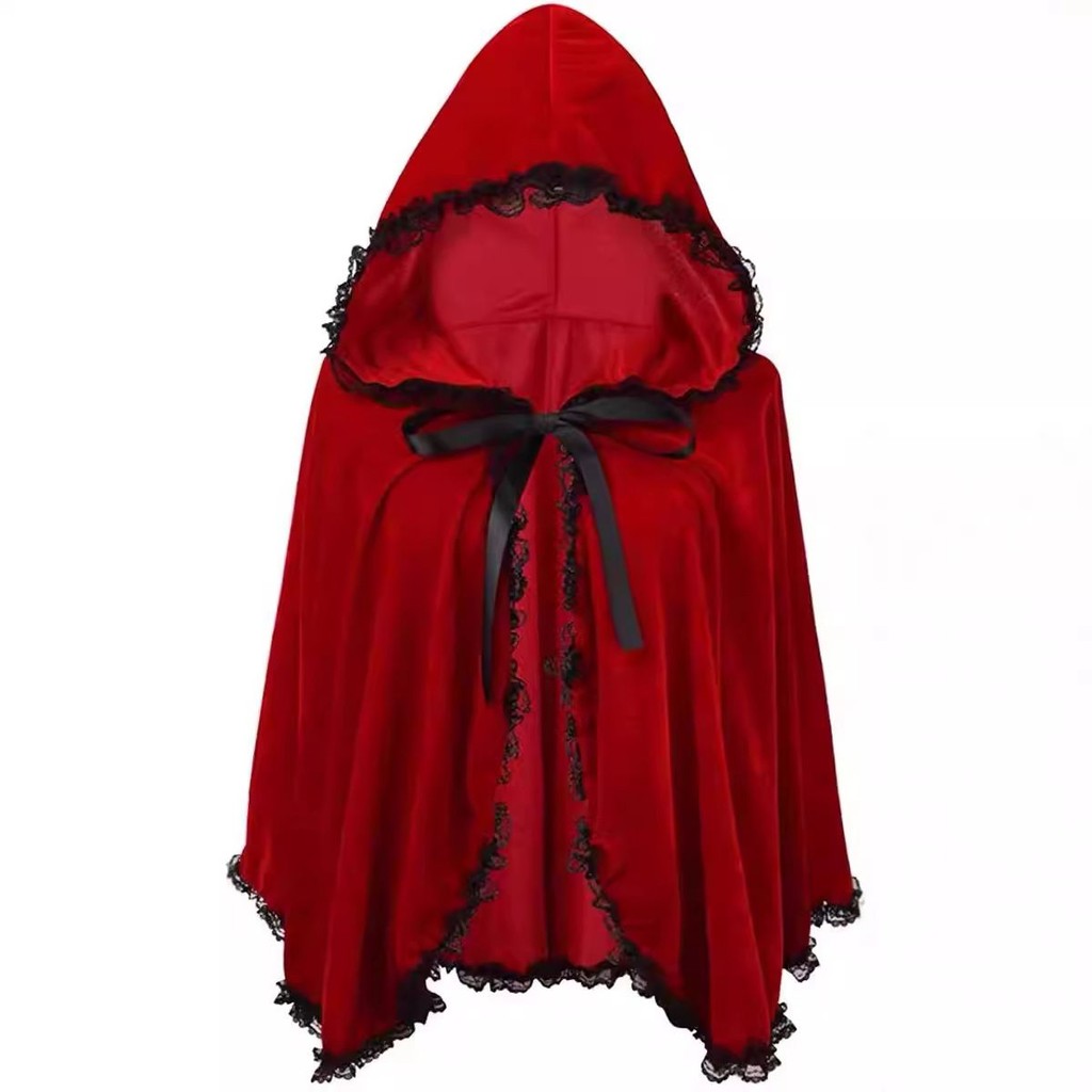 Jual Women's Stage Costume Halloween Cloak Hooded Cloak Trench Coat ...