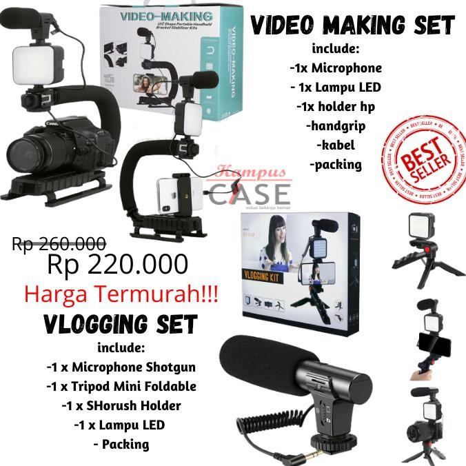 Jual Triport Keren Modern Vlogging Kit Paket Vlog 5 Item Led Video ...