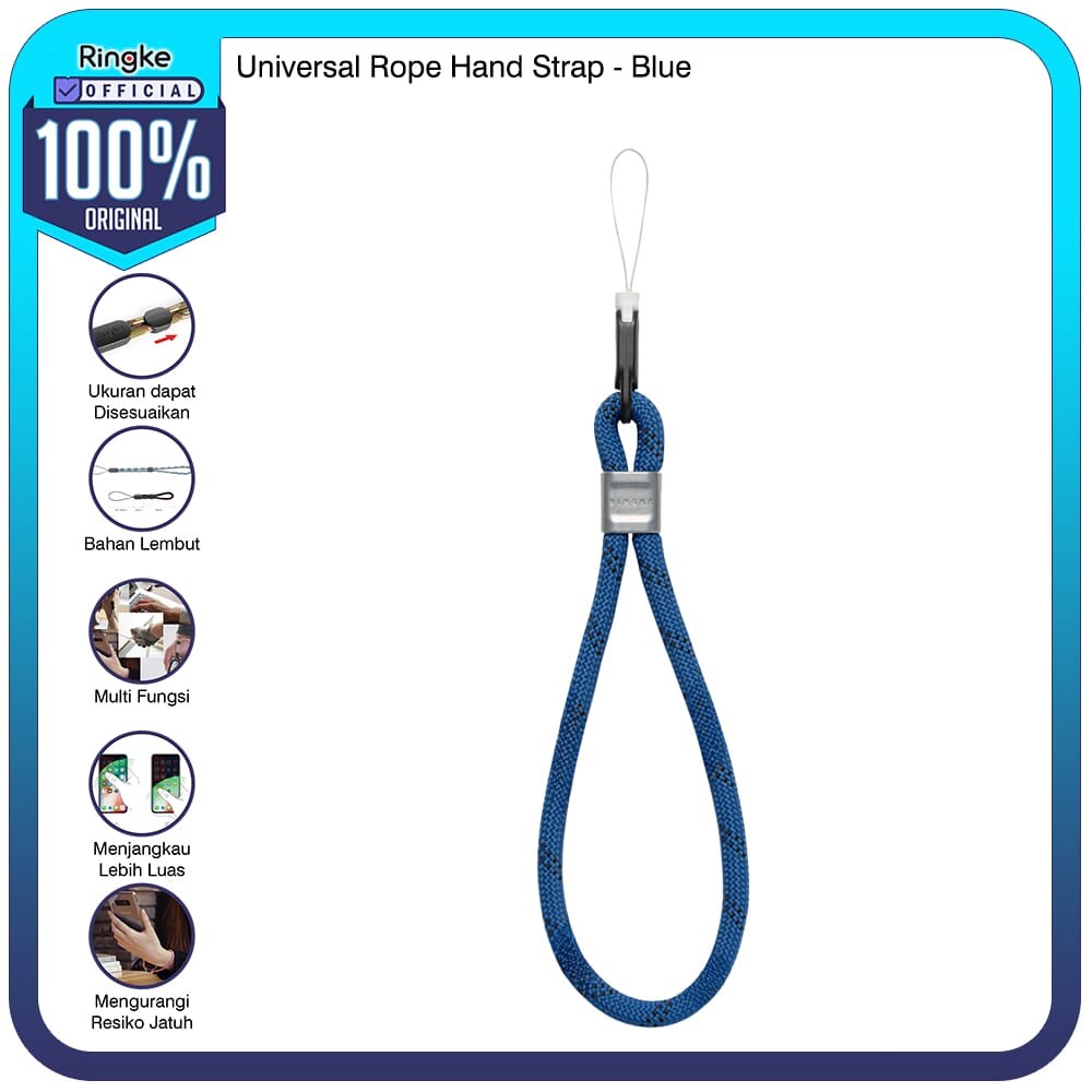 Jual Ringke Rope Hand Strap Blue Tali Gantungan HP Paracord Wrist Strap ...