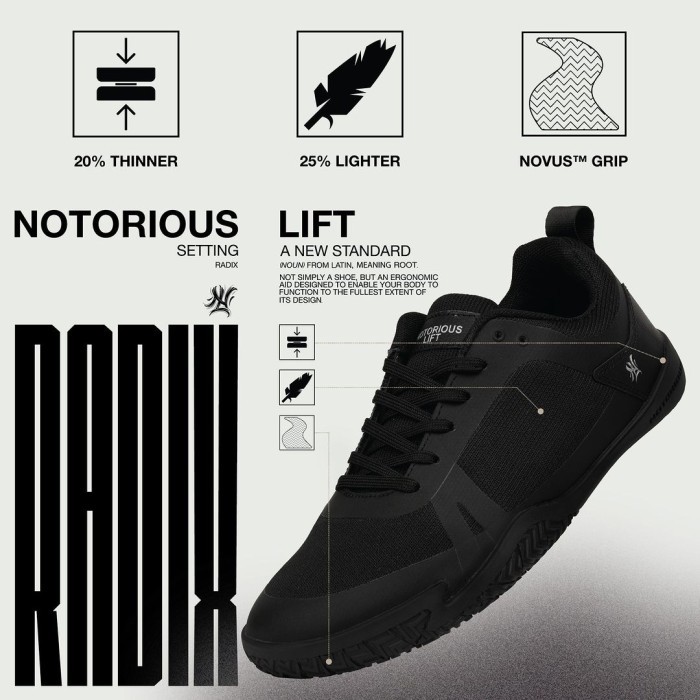 Jual Notorious Lift Radix Wide Toe Box Barefoot Shoes Sepatu Deadlift ...
