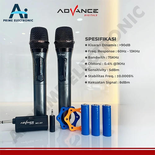 Jual ORIGINAL ADVANCE MIC 207 Microphone Wireless Bluetooth | Shopee ...