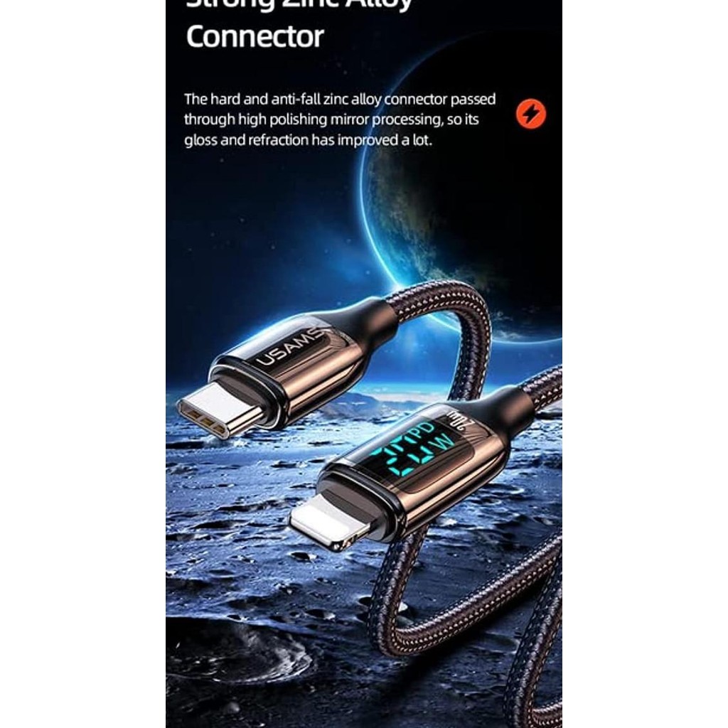 Jual Usams U78 Kabel Data Pd Type C To Lightning Digital Display 20W ...