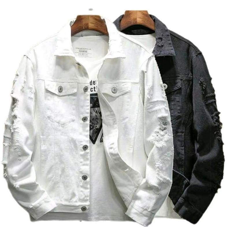 Jual JACKET DENIM JEANS PRIA POLOSAN ELEGAN SOBEK NEW COLECTION JACKET ...