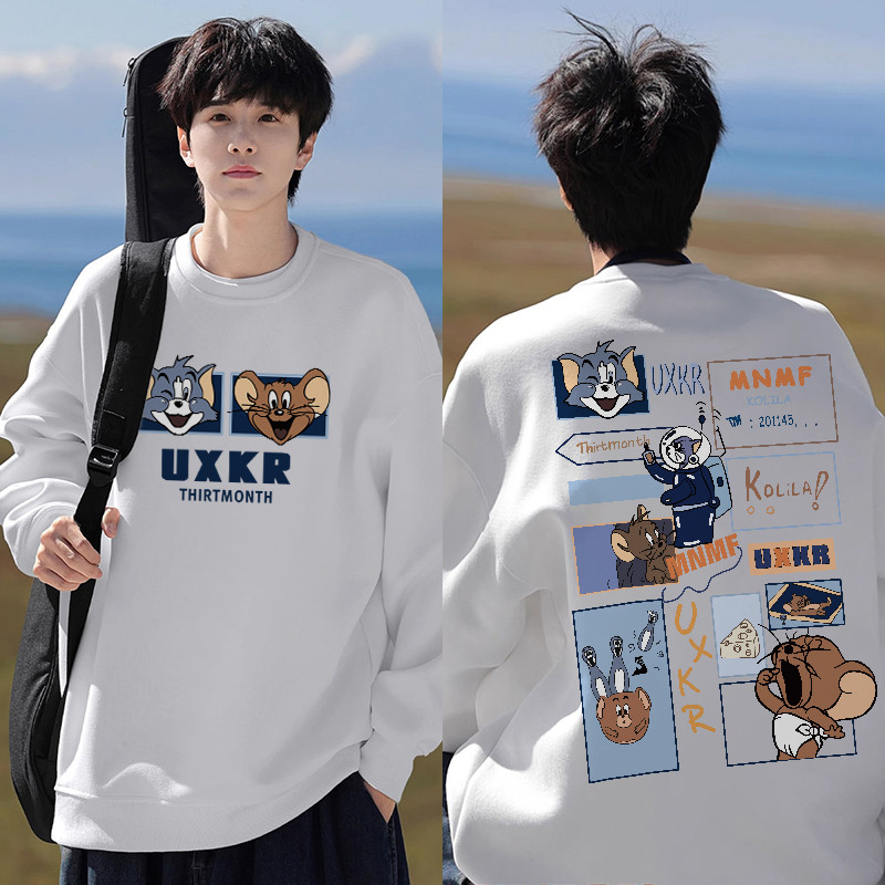 Jual PUERTO Sweater Pria Lengan Panjang Cartoon cat and mouse/Retro ...
