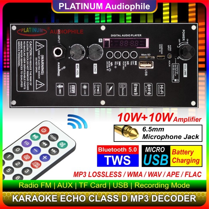 Jual Modul MP3 Decoder Bluetooth Karaoke Amplifier 2x 10W Multimedia ...