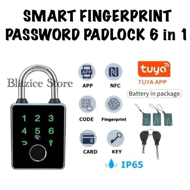 Jual Padlo Fingerprint Password Key Card App Nfc 6 In 1 Gembok Sidik Jari Kunci Manual Smart Lo ...