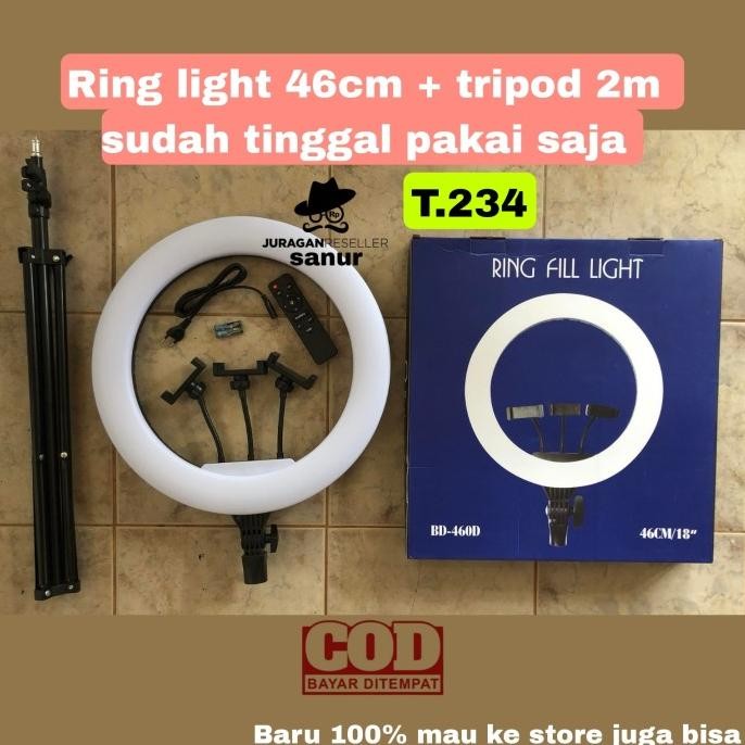 Jual NEW Lampu Ring light Besar size 46cm 18 inch BD 460 dan tripod 2 ...