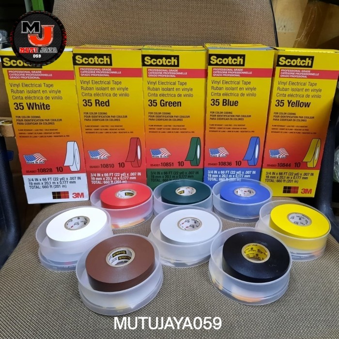 Jual Scotch 35 & 33+ Isolasi Vinyl Electrical Tape 19Mm X 20,1M Warna 3 ...