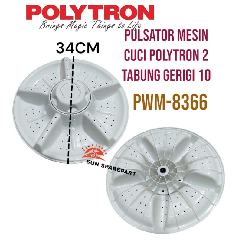 Jual pulsator mesin cuci Polytron 2 tabung putaran As gerigi 10 PWM ...