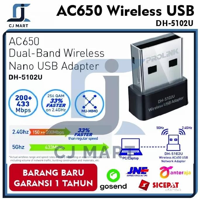 Jual PROLINK AC650 Wireless USB Adapter Dongle WiFi Dual Band DH5102U | Shopee Indonesia