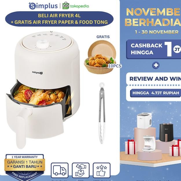 Jual Simplus Air Fryer 2.8L Kapasitas Kecil 500W Low Watt Ukuran Kecil Mudah Disimpan ...