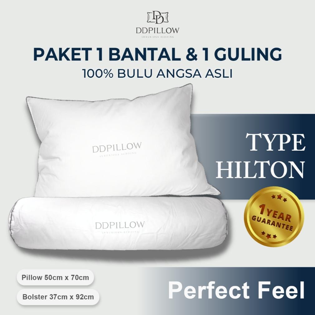 Jual Set 1 Bantal 1 Guling Hotel Bulu Angsa Asli, Tipe Hilton | Shopee Indonesia