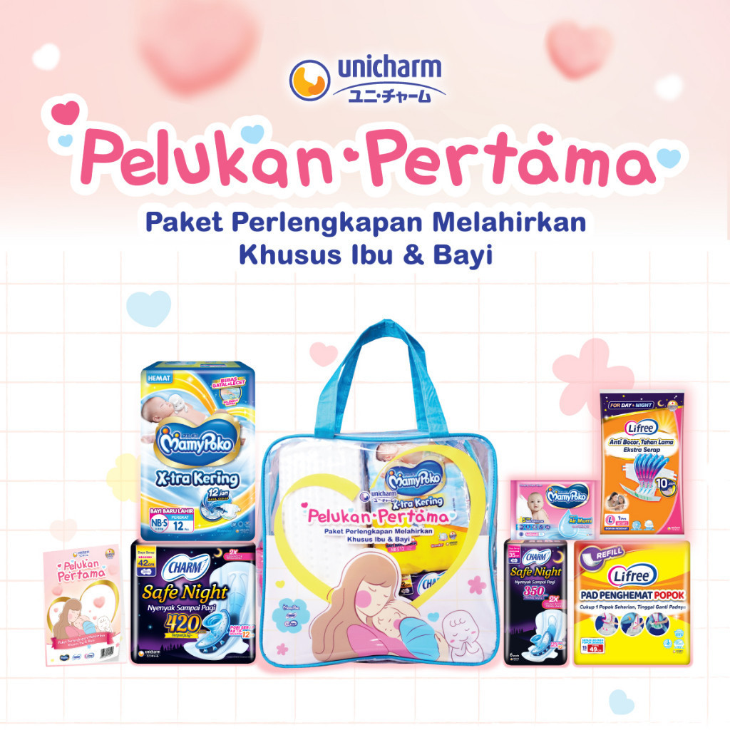 Jual Paket Pelukan Pertama Unicharm - MamyPoko Charm Lifree | Shopee ...
