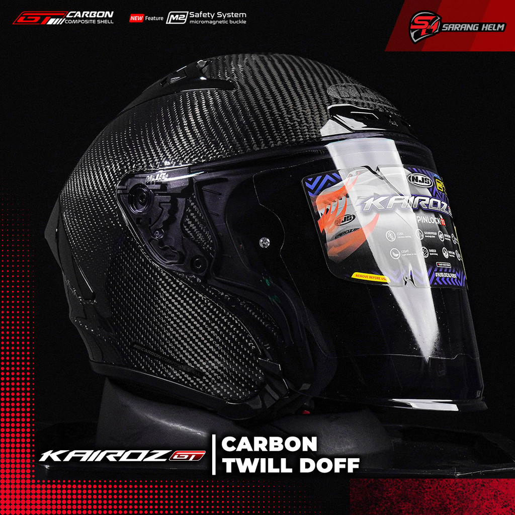 Jual NJS Kairoz GT Carbon Twill Gloss/Doff (FREE PINLOCK) - Helm Half ...