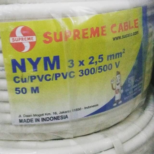 Jual Terbaru Kabel Supreme Nym Kawat 3X2,5 3X2.5 50M 50 M Meter Tembaga Kawat -Gratisongkir ...