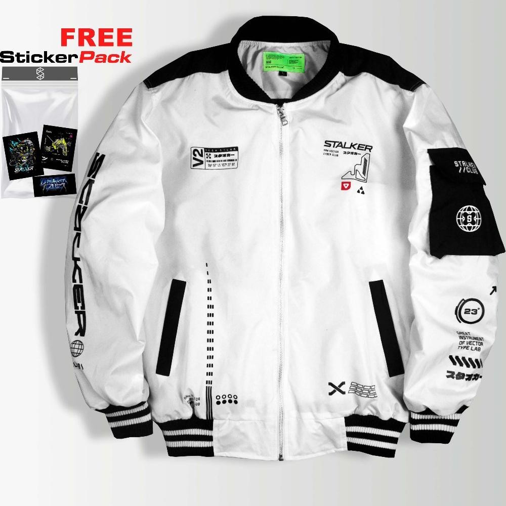 Jual Jaket Pria Bomber Stalker Putih Great Instrument White Anti Air ...