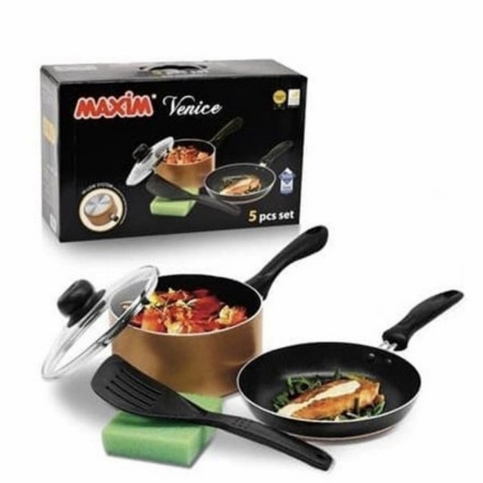Jual Panci Teflon Maxim Venice 5 pc set anti lengket Set peralatan ...