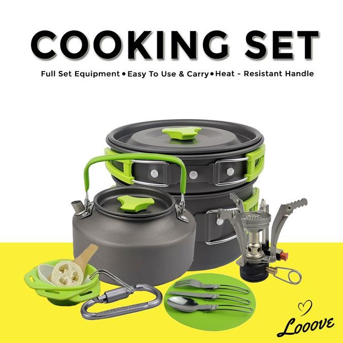 Jual Paket Lengkap Alat Masak Camping + Kompor / Nesting Cooking Set 17 ...