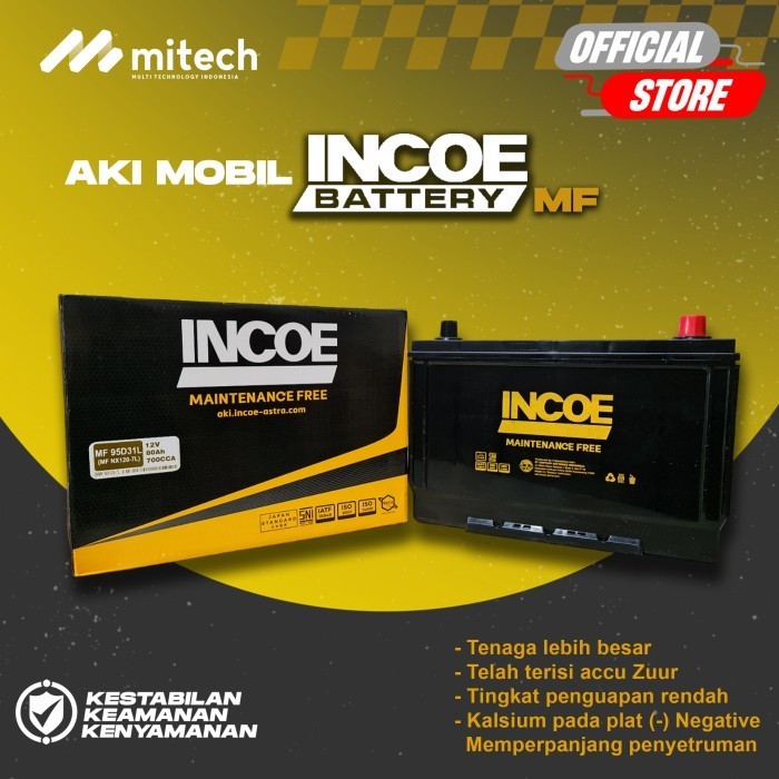 Jual Incoe MF Astra Aki Kering Mobil Mitsubishi Pajero Dakar NX120-7L / 95D31L - 12V / 80Ah ...