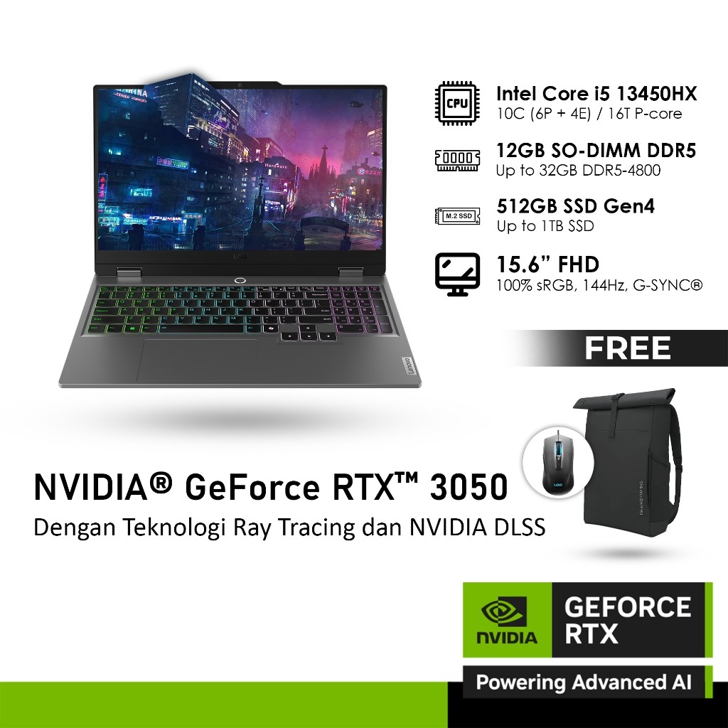 Jual LENOVO LOQ 15 GeForce RTX™ 3050 6GB - i5 13450HX 12GB 512GB ...