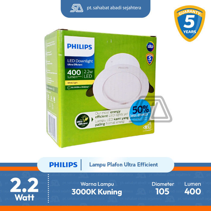 Jual Philips Lampu LED Downlight Plafon Ultra Efficient 2.2W 4 inch ...
