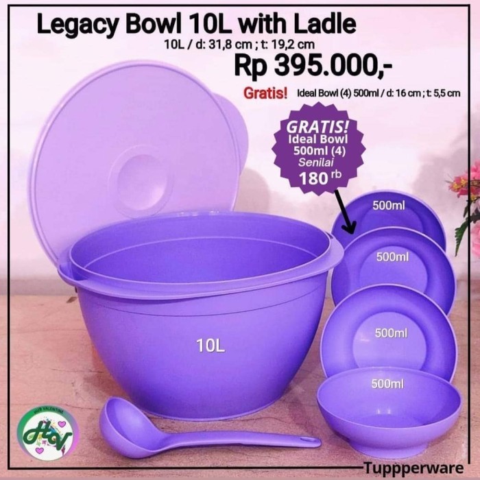 Jual Tupperware Legacy Bowl 10L with Ladle | Shopee Indonesia