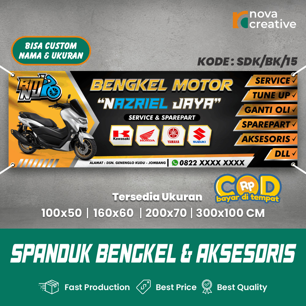 Jual Print Spanduk Bengkel Motor Dan Aksesoris Banner Custom Gratis ...