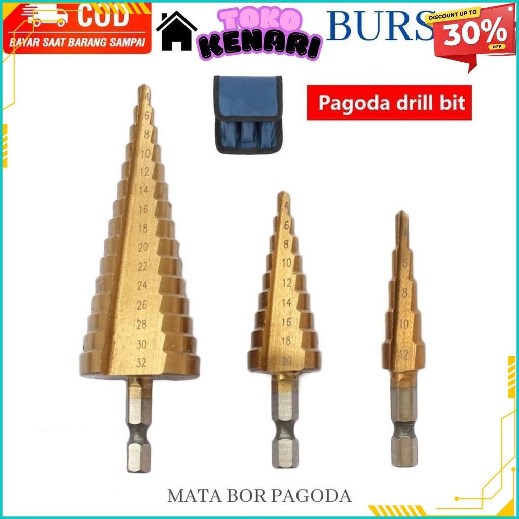 Jual Mata Bor Step Drill Hss Kerucut Pagoda 4 - 20 Titanium Original ...