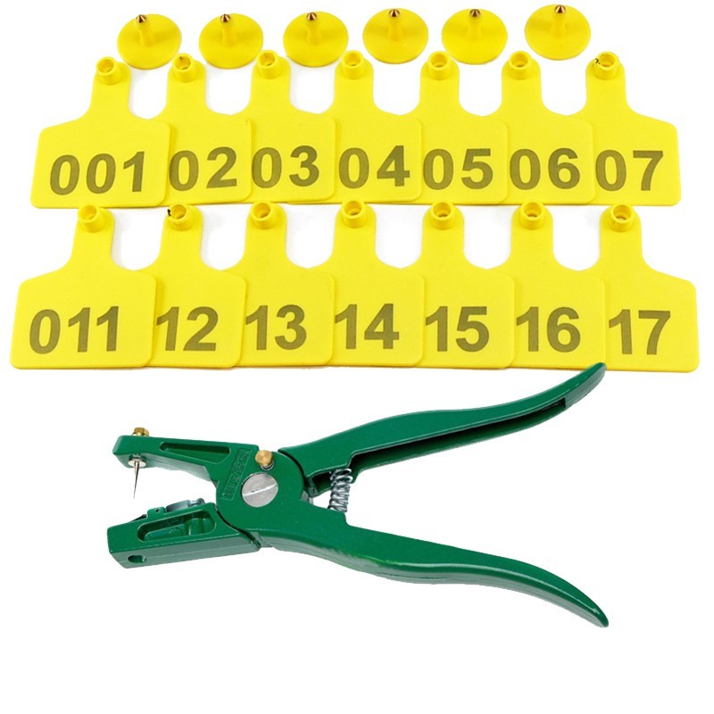 Jual 1 Set Tag Applicator Plier + 100pcs Livestock Kambing Tag Telinga ...