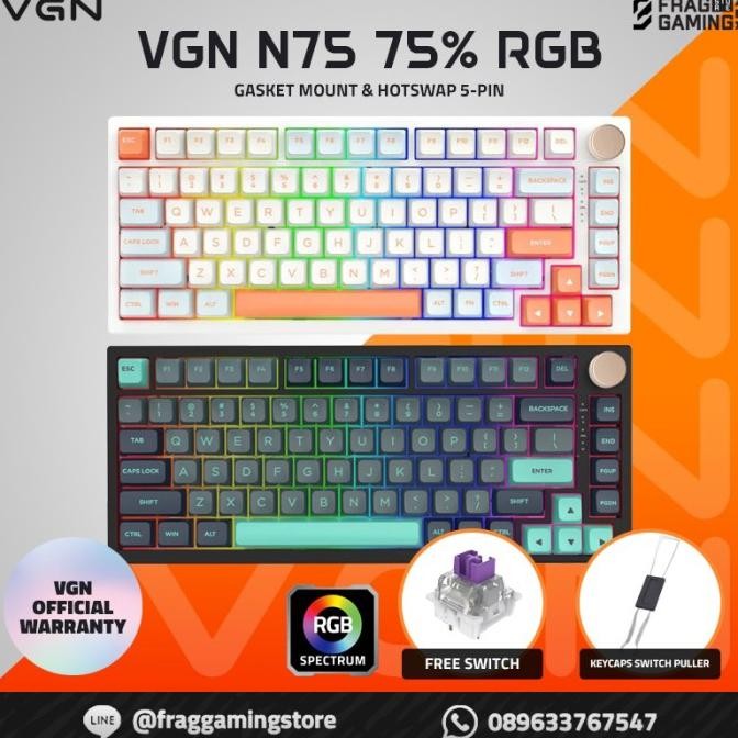 Jual BEBAS ONGKIR - VGN N75 / N-75 Hotswap Gasket Wired Mechanical Keyboard VGNN75 RGB | Shopee ...