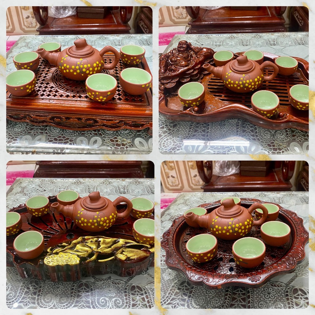 Jual SA Tea set dengan nampan teh ungu dengan pola Mai Vang, keramik ...