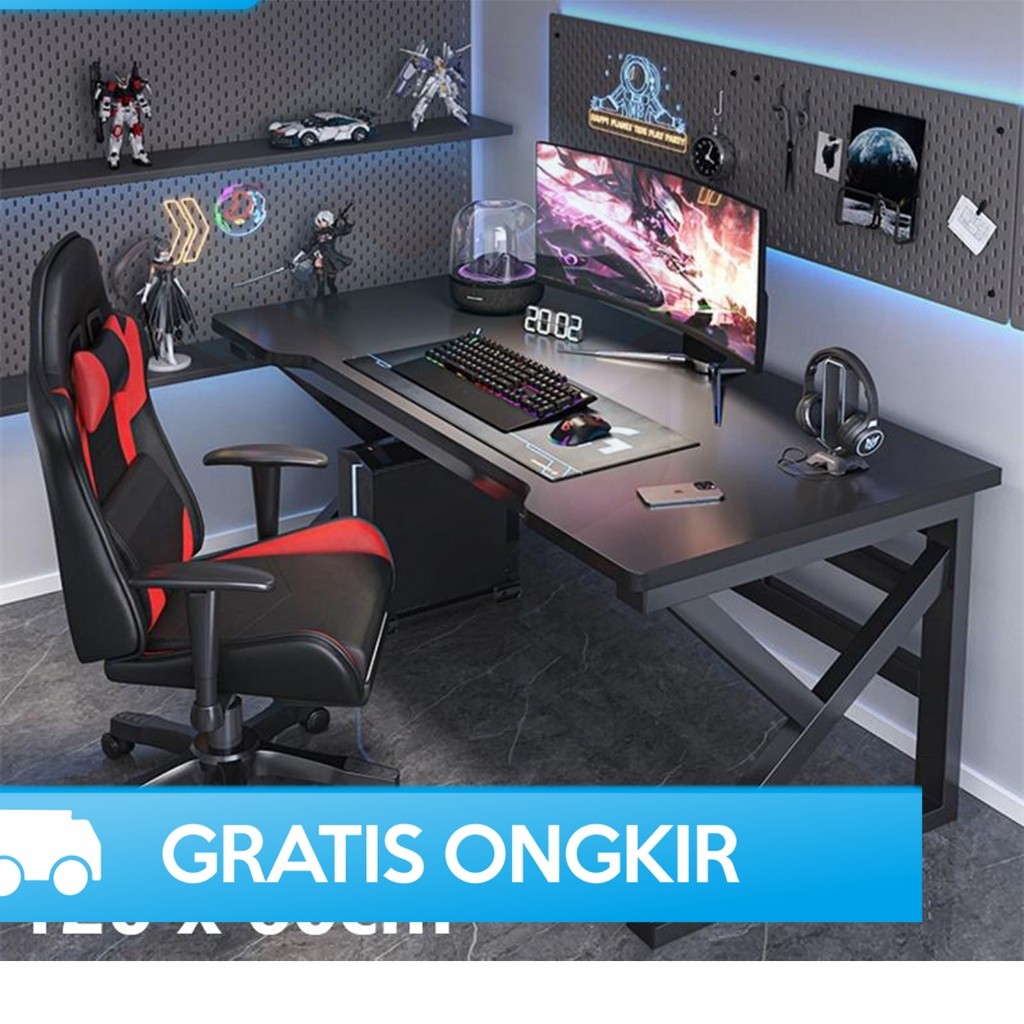 Jual MEJA PC PC GAMING AESTHETIC BESI MDF TEBAL RAPI DENGAN LUBANG ...